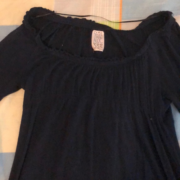 Zara | Tops | Zara Traf Aluc Navy Blue Small Long Sleeves Shirt | Poshmark